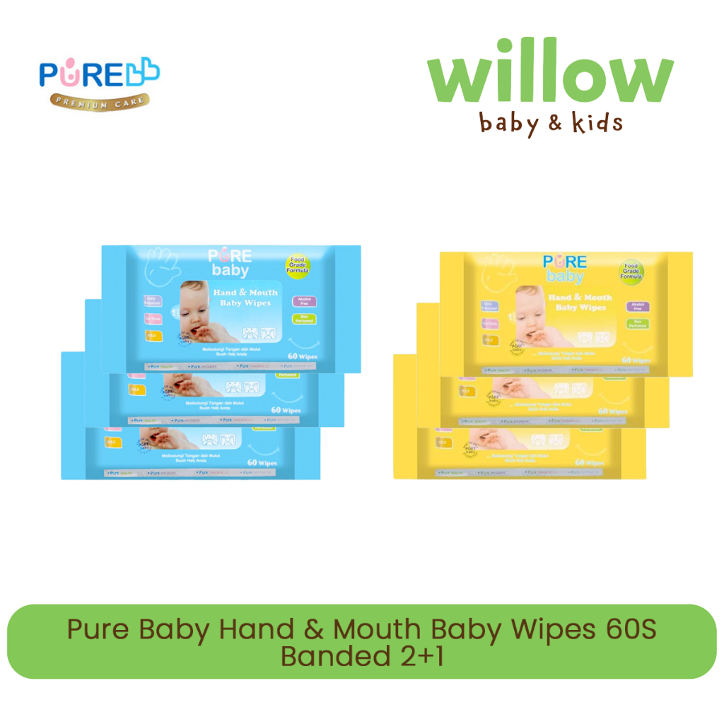 Jual Tissue Basah Bayi - Pure Baby Hand & Mouth Baby Wipes 60s Banded 2 ...