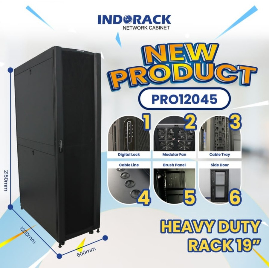 Jual PRO12045 Rak Server INDORACK 19 Inch Standing Close Rack Heavy ...