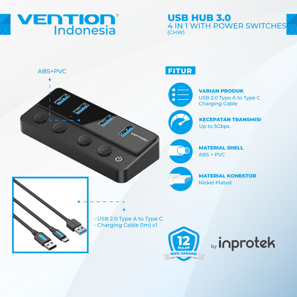 Jual Vention USB Hub Multiport USB 3.0 with Power Switch USB Splitter ...