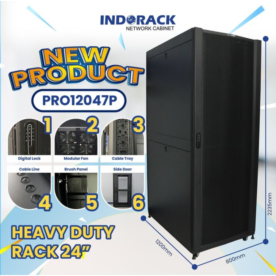 Jual PRO12047P Rak Server 24 Inch INDORACK Standing Close Rack Heavy ...