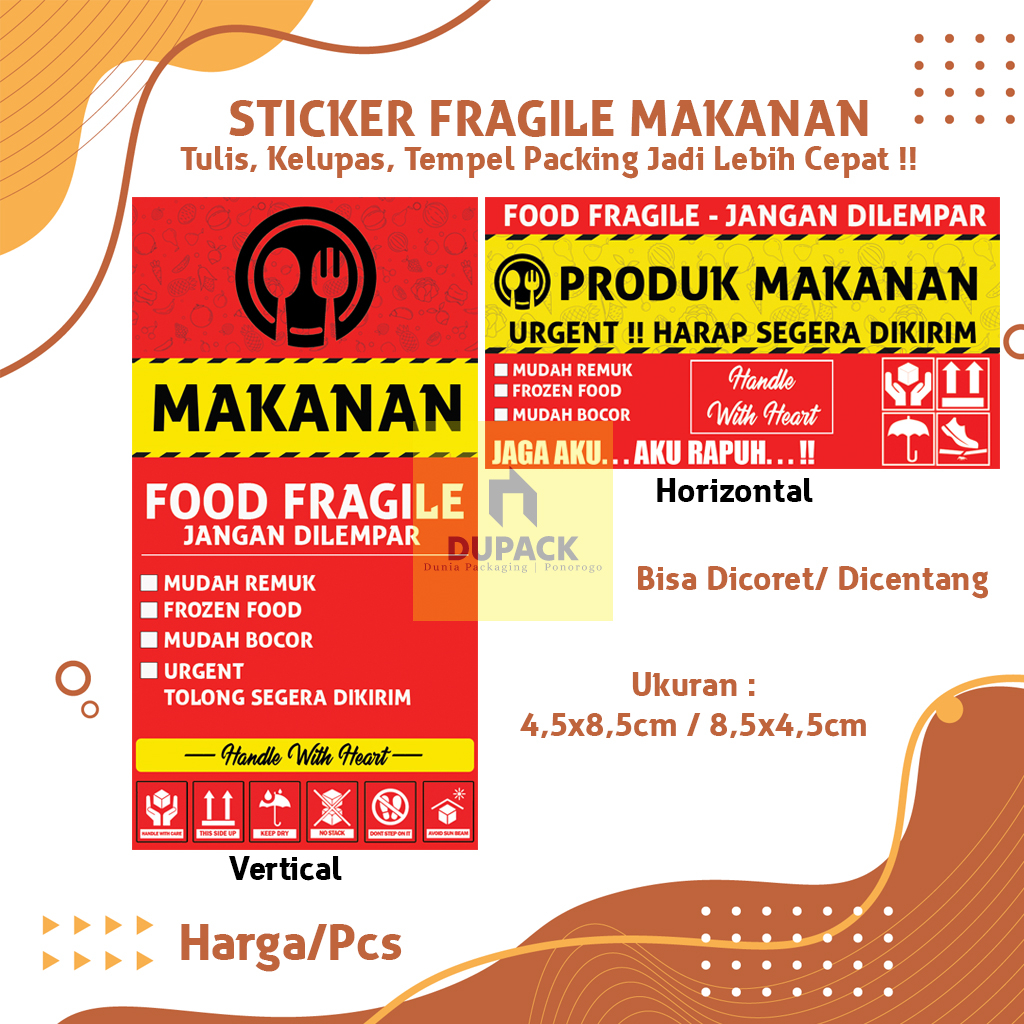Jual Sticker Label Fragile Pengiriman Makanan Terbaru | Shopee Indonesia