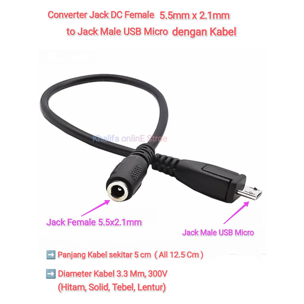 Jual Jack Jek DC Female Male 5.5x2.1mm Type C USB Micro 3.5mm Konverter ...