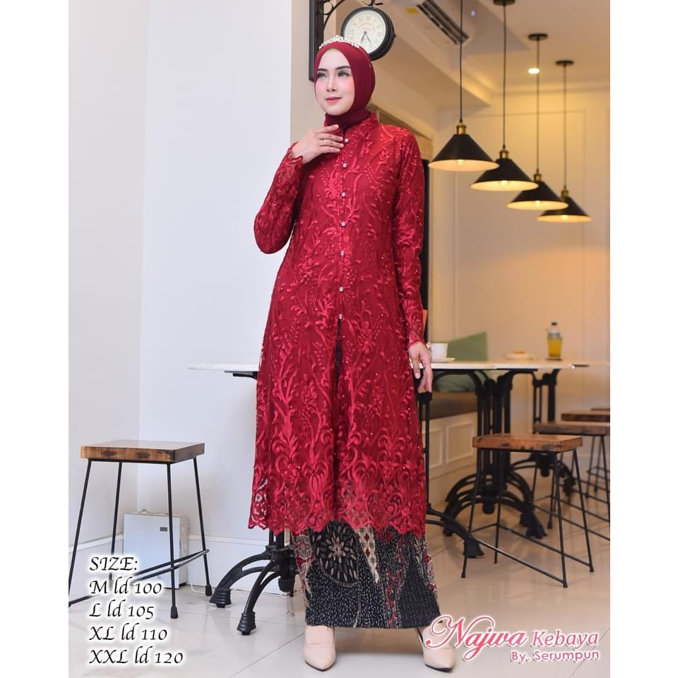 Jual Setelan kebaya long tunik kancing nazwa - kebaya modern - outfit ...