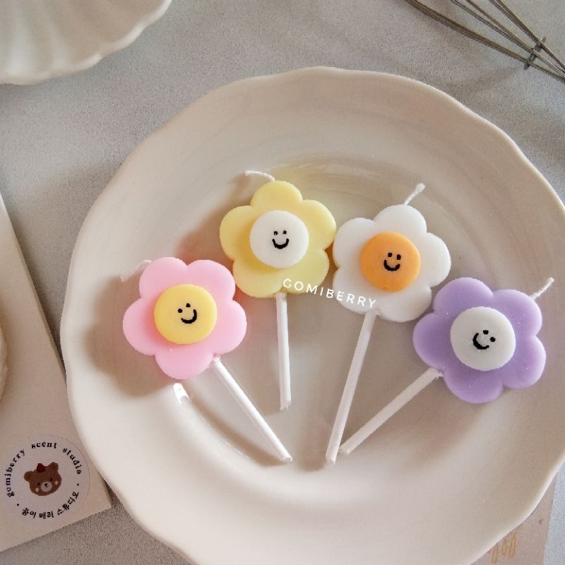 Jual Lilin Bunga Smile Daisy Topper Kue Ulang Tahun | Shopee Indonesia