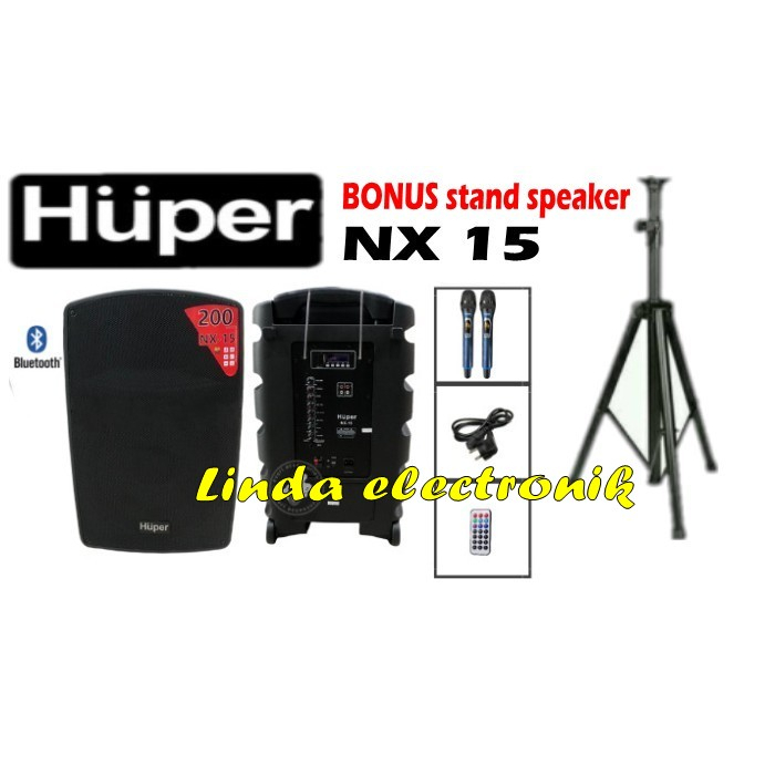 Jual speaker portable wireless huper nx15 /nx 15 15 inch original ...