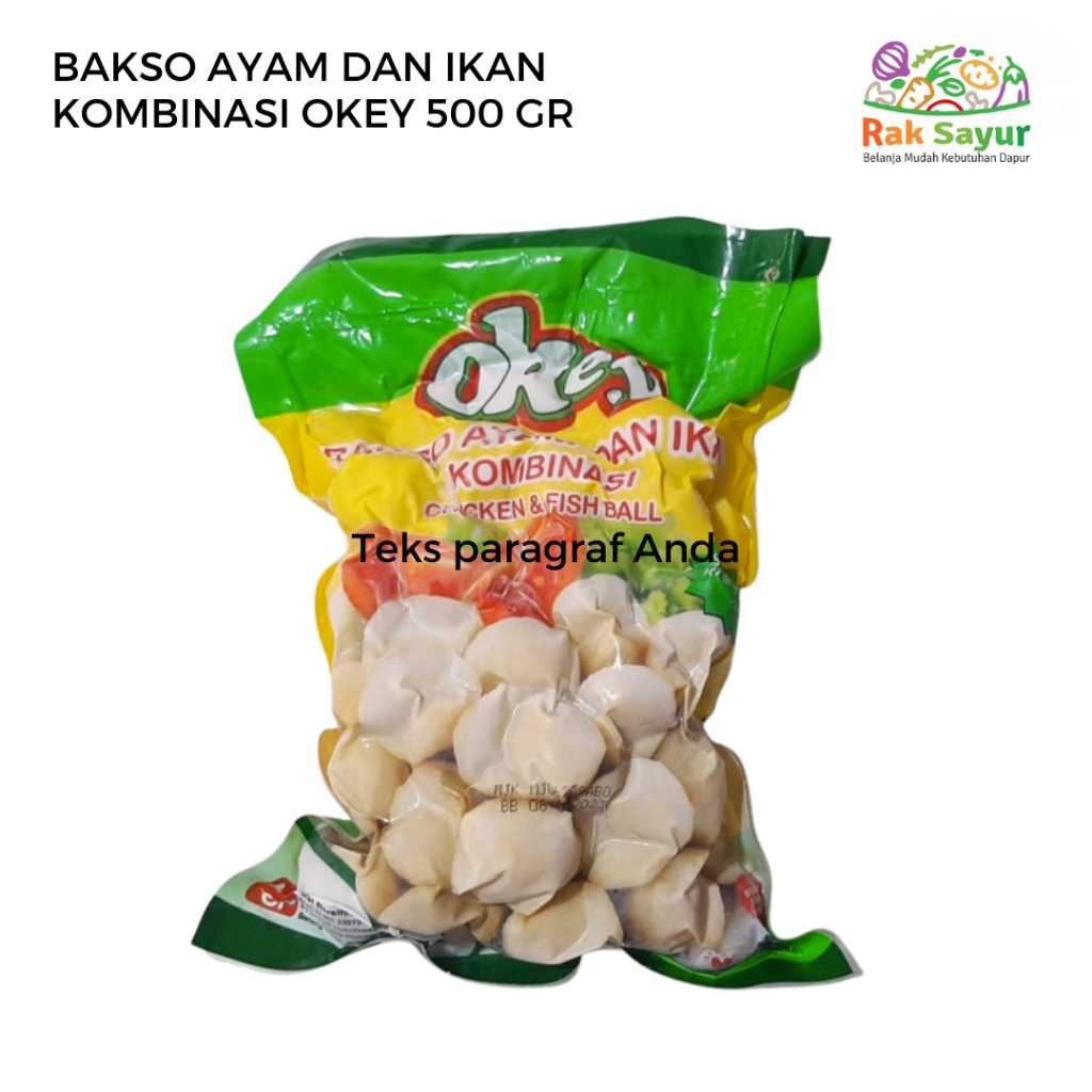 Jual Bakso Ayam Dan Ikan Kombinasi Okey 500 Gr Rak Sayur Padang ...