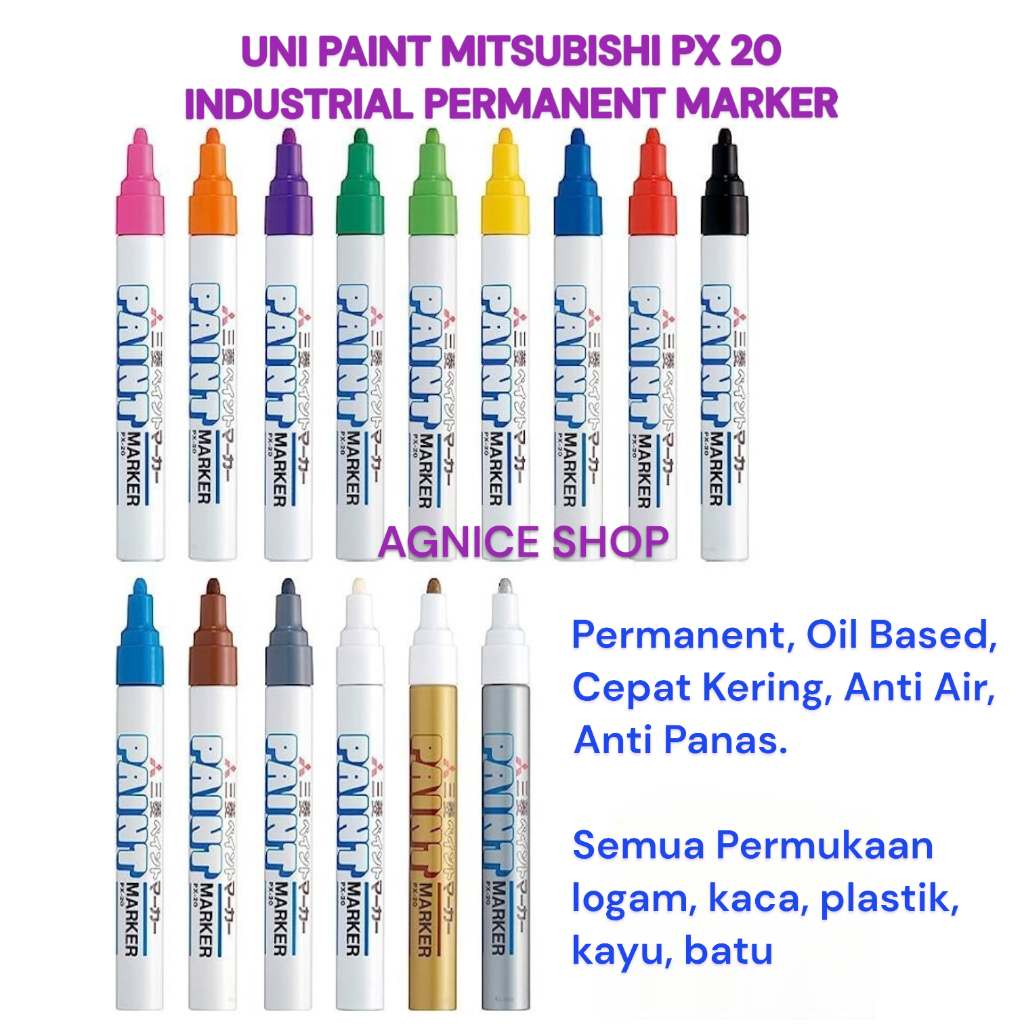 Jual Arm UNI PAINT Marker Mitsubishi PX-20 Spidol Permanent Oil Based ...