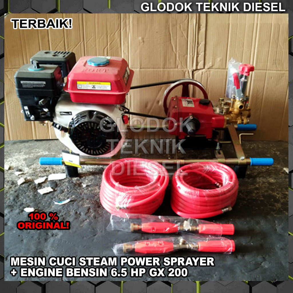 Jual Mesin Power Sprayer Steam Cuci Motor Mobil + Engine Bensin PS 22 PS22 Siap Pakai 1 SET ...