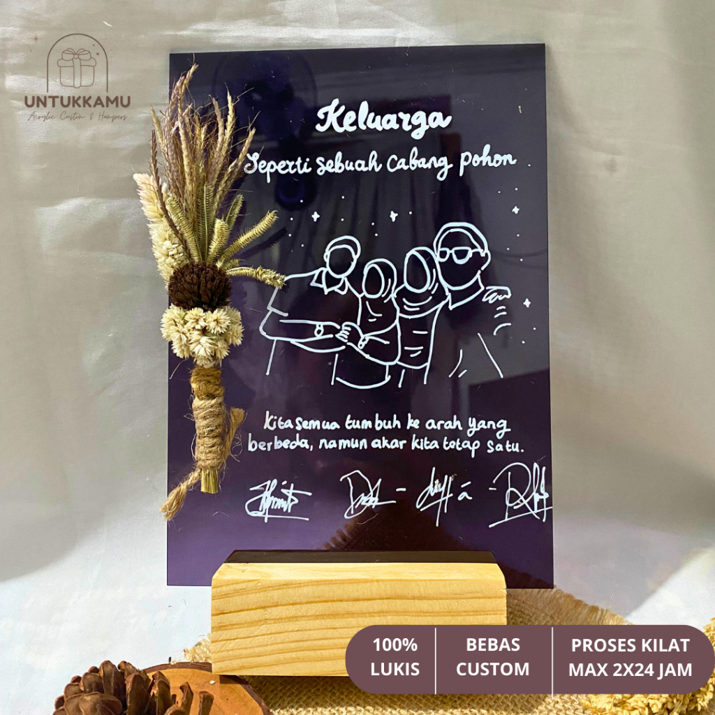 Jual Custom Akrilik Hitam ilustrasi Foto bucket bunga Rustic / Kado ...