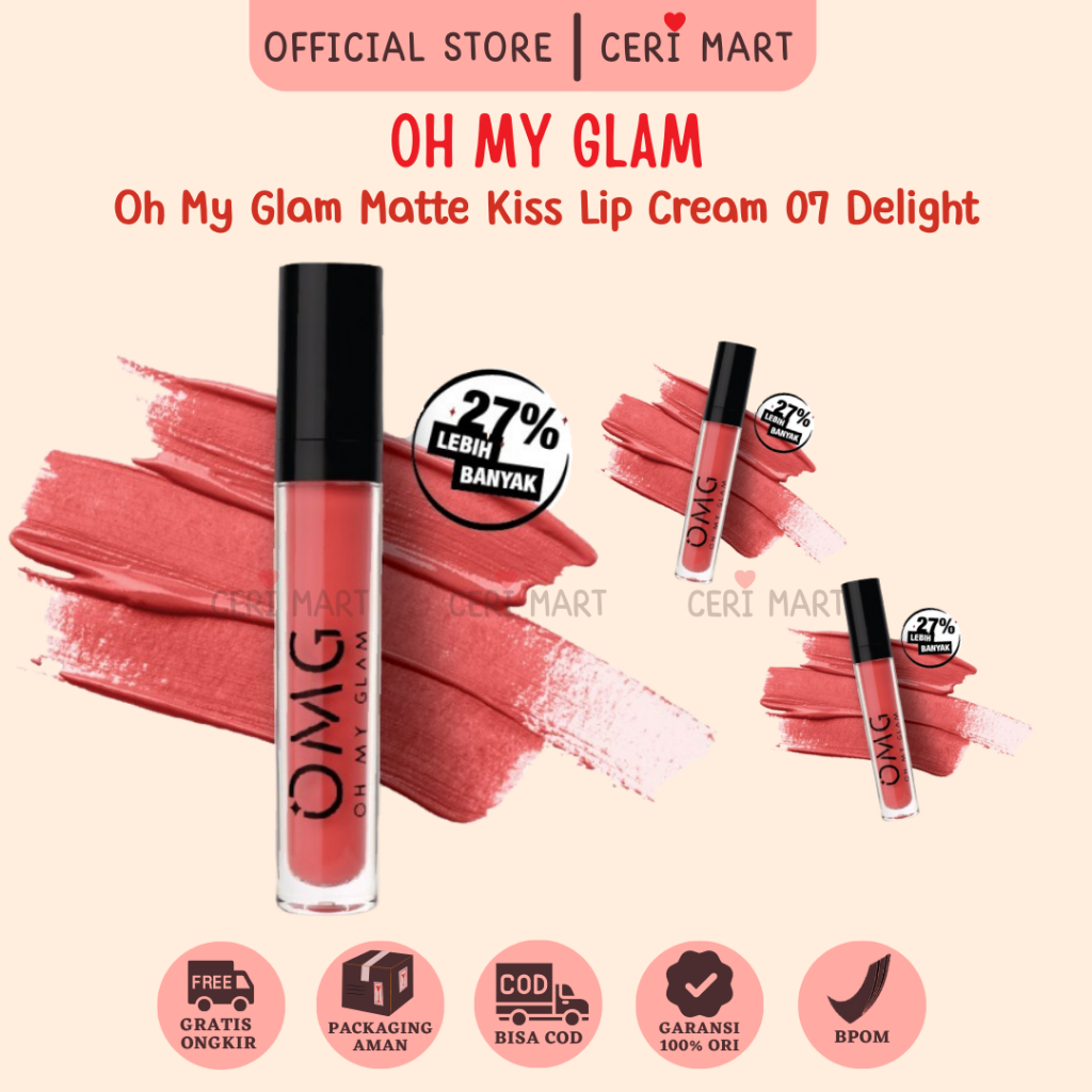 Jual OMG OH MY GLAM Matte Kiss Lip Cream 3.5 g - Lipstick Matte | Shopee Indonesia