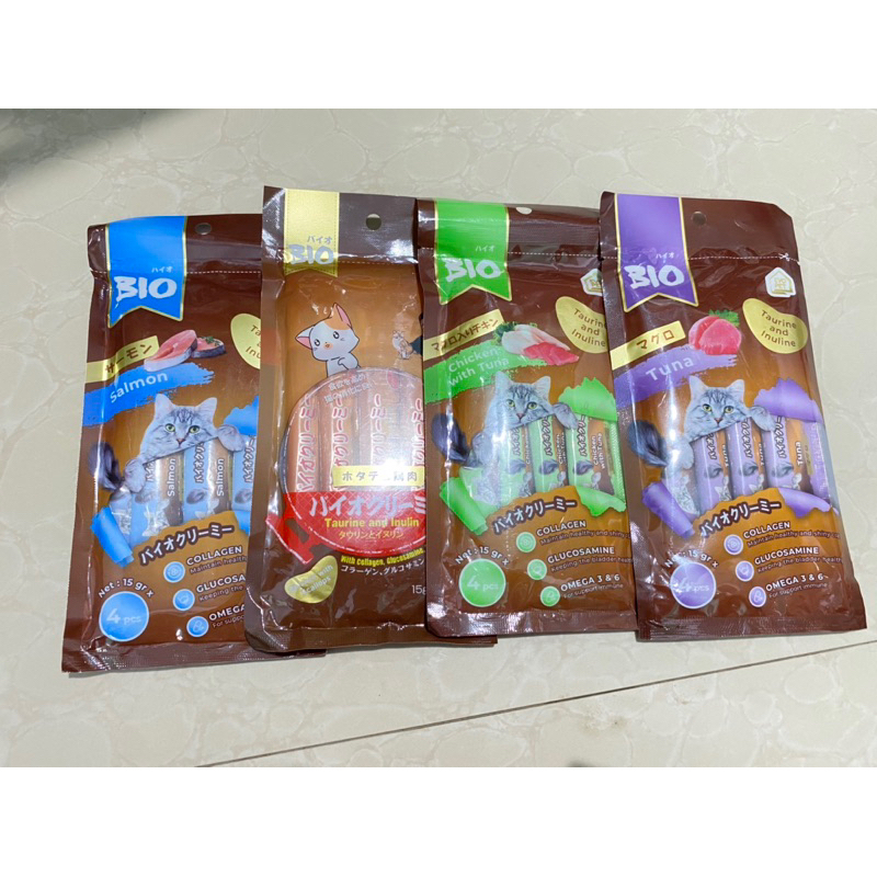 Jual BIO CREAMY TREATS snack camilan kucing basah (60grX4) | Shopee ...