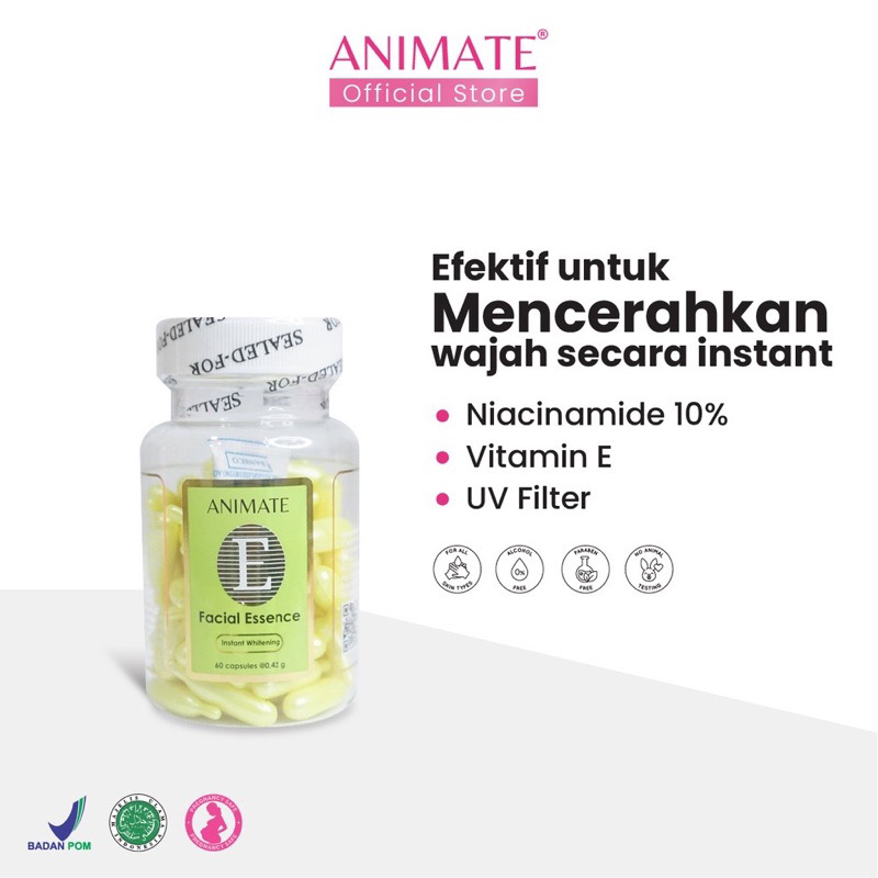 Jual ORIGINAL Animate vitamin facial essense Instant Whitening 60 ...