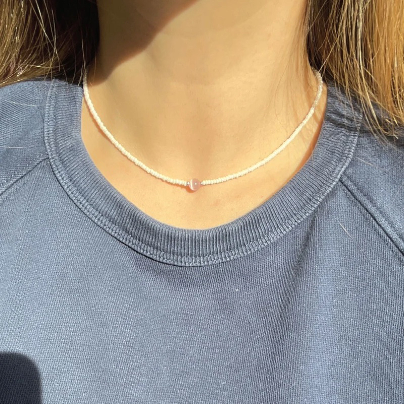Jual Kalung Rose Quartz Manik Manik Choker Crystal Batu Alam / Bead ...