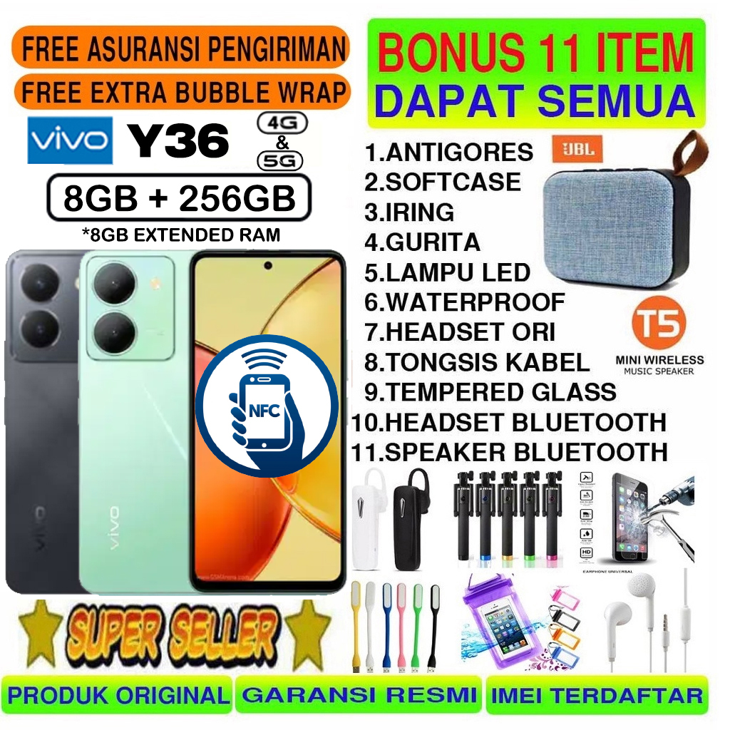 Jual VIVO Y36 5G & 4G RAM 16GB (8GB+8GB EXTENDED) ROM 256GB 16/256 | 8/256 GB GARANSI RESMI ...