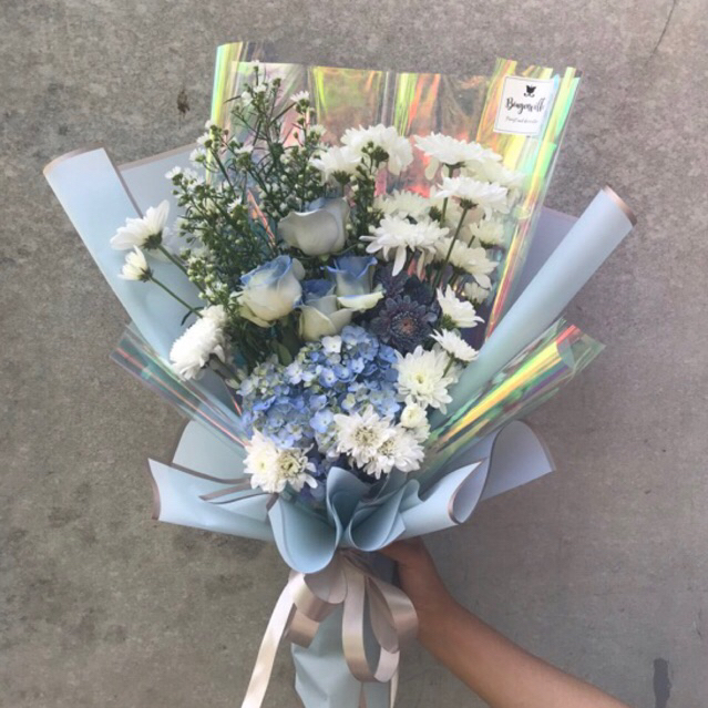 Jual hologram bouquet blue buket bunga mawar biru buket bunga wisuda ...