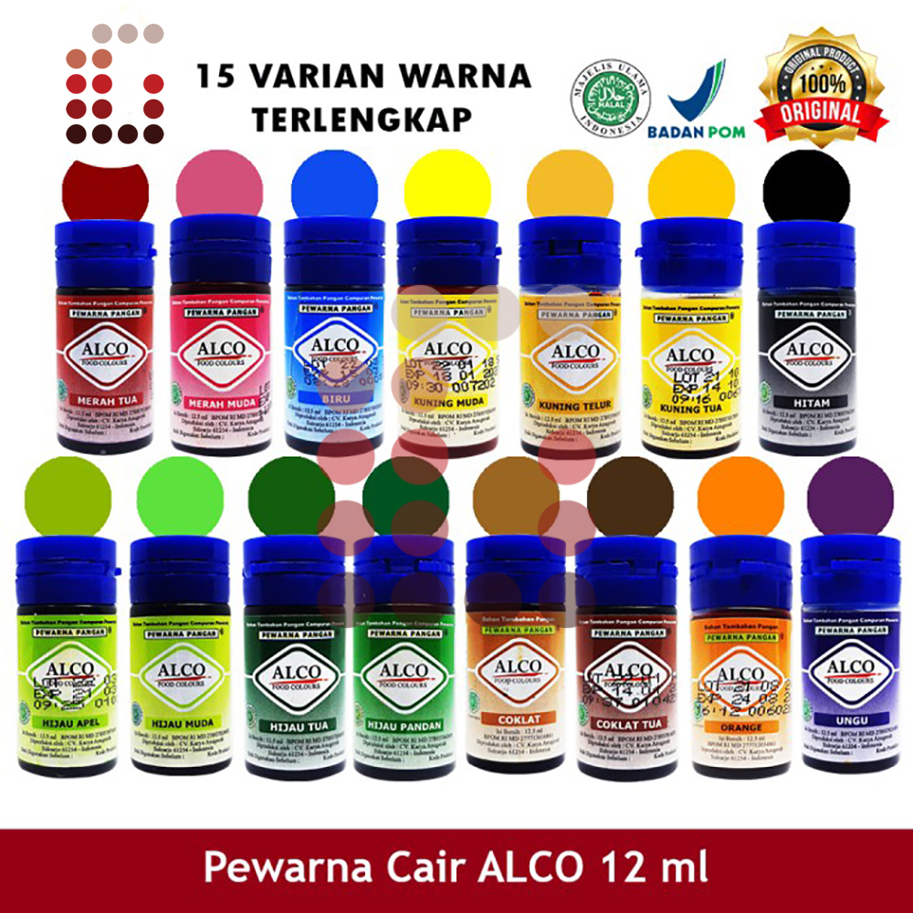 Jual PEWARNA MAKANAN KUE ALCO 12,5 ML | Shopee Indonesia