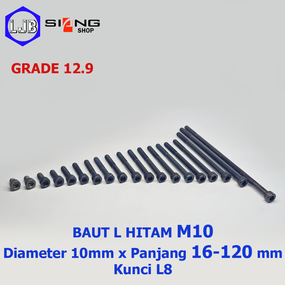 Jual Baut L Baja Hitam M10 Grade 12.9 | Shopee Indonesia