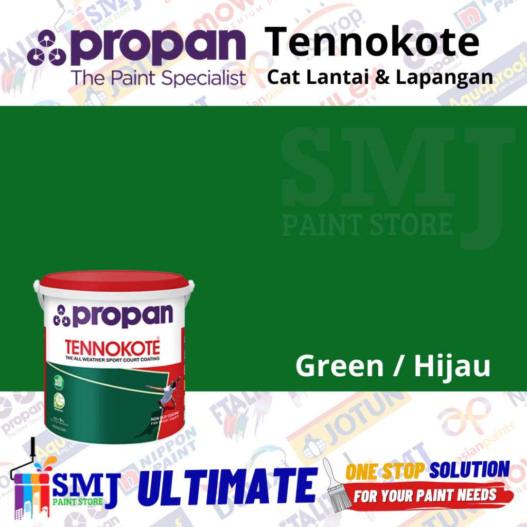 Jual Cat Lapangan Basket Tennis PROPAN TENNOKOTE Warna Hijau Green 25kg ...