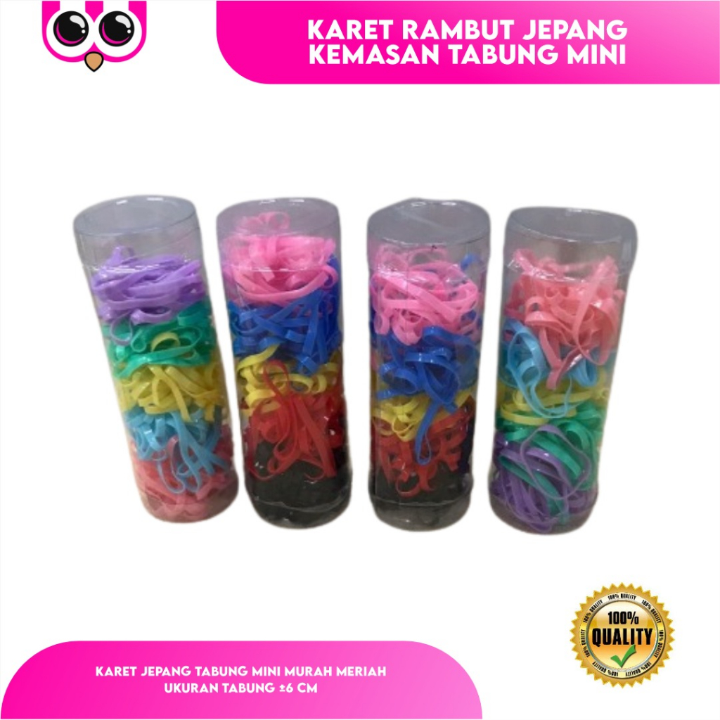 Jual KARET RAMBUT JEPANG KEMASAN TABUNG MINI KUNCIRAN ANAK WARNA WARNI ...