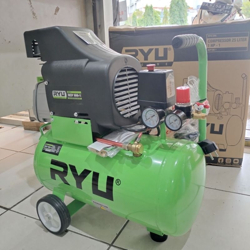 Jual MESIN COMPRESSOR LISTRIK "RYU" RCP100-1 25LITER PAKAI OLI ||KOMPRESOR LISTRIK 1 HP 25LITER ...
