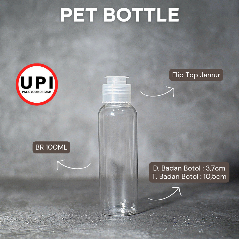 Jual BOTOL PET BR 100ML CLEAR + FLIP TOP JAMUR NATURAL [ Kemasan Skincare Facial Wash, Facial ...