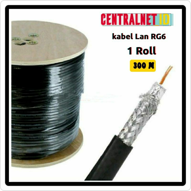 Jual Kabel Coaxial RG6 1 Roll 300 Meter TV Antene Parabola | Shopee Indonesia