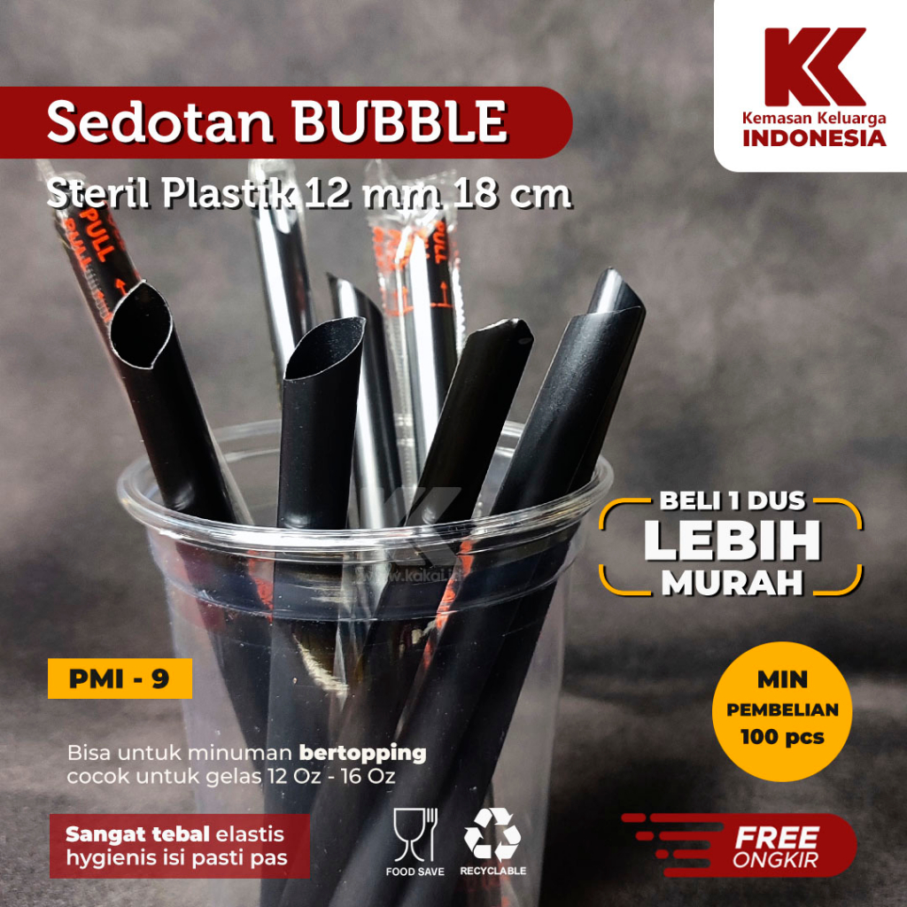 Jual Sedotan Bubble Steril 12mm/18cm / Sedotan Plastik / Sedotan Boba @100pcs | Shopee Indonesia