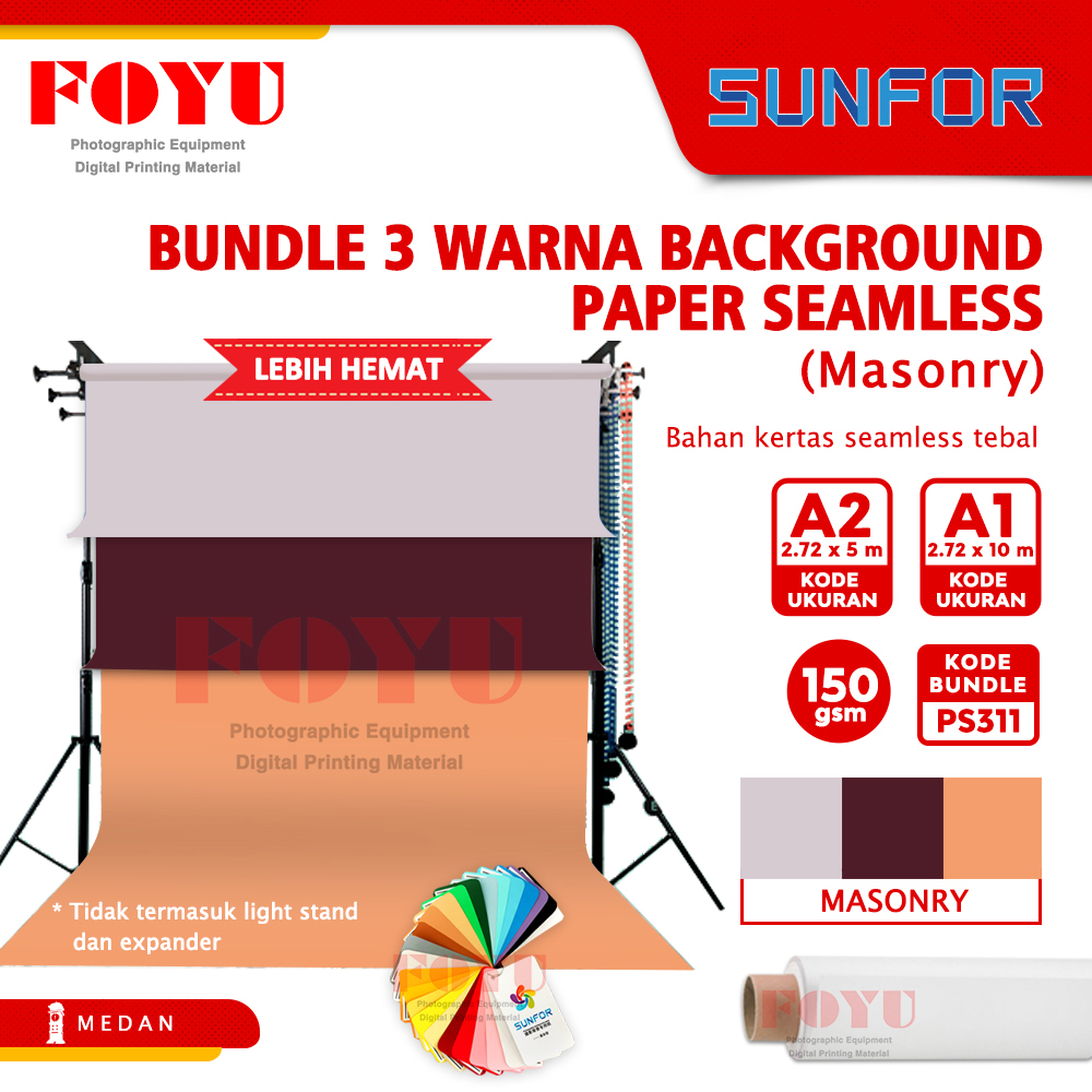 Jual Bundle 3 Warna Background Backdrop Layar Studio Foto Video Paper ...