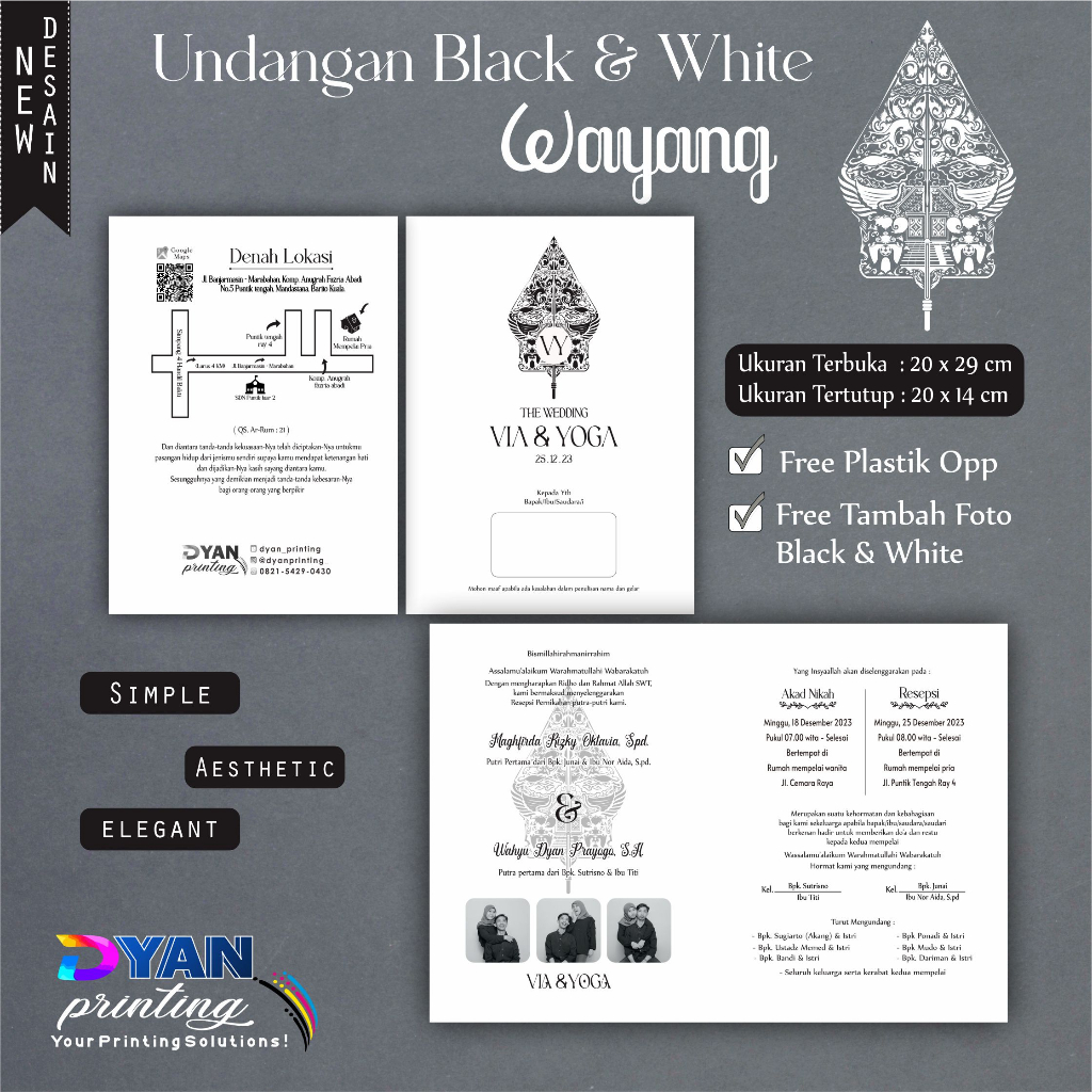 Jual UNDANGAN PERNIKAHAN BLACK & WHITE WAYANG LIPAT 2 | Shopee Indonesia