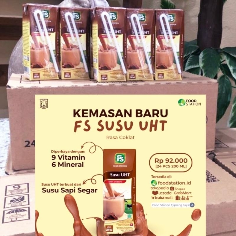 Jual susu uht FS food station rasa coklat&putih | Shopee Indonesia
