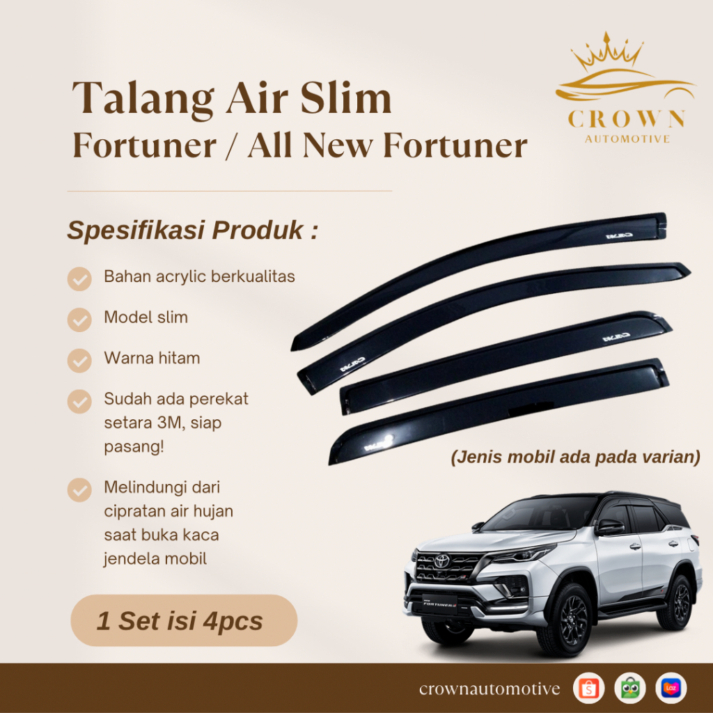 Jual Talang Air Mobil Toyota Fortuner / All New Fortuner Slim 4 Pintu | Shopee Indonesia