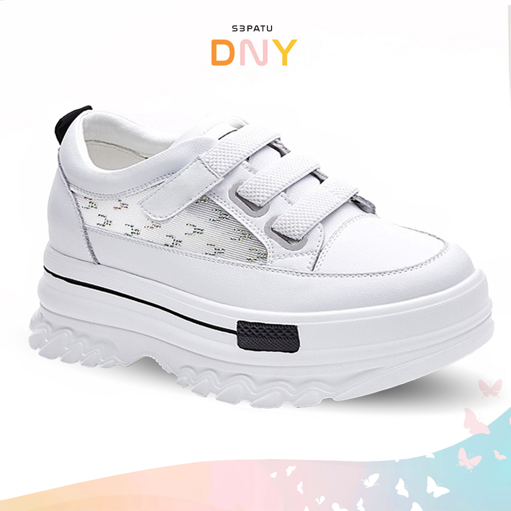 Jual Sepatu DNY Sneakers Tinggi Wanita Kekinian Casual Shoes Perempuan ...