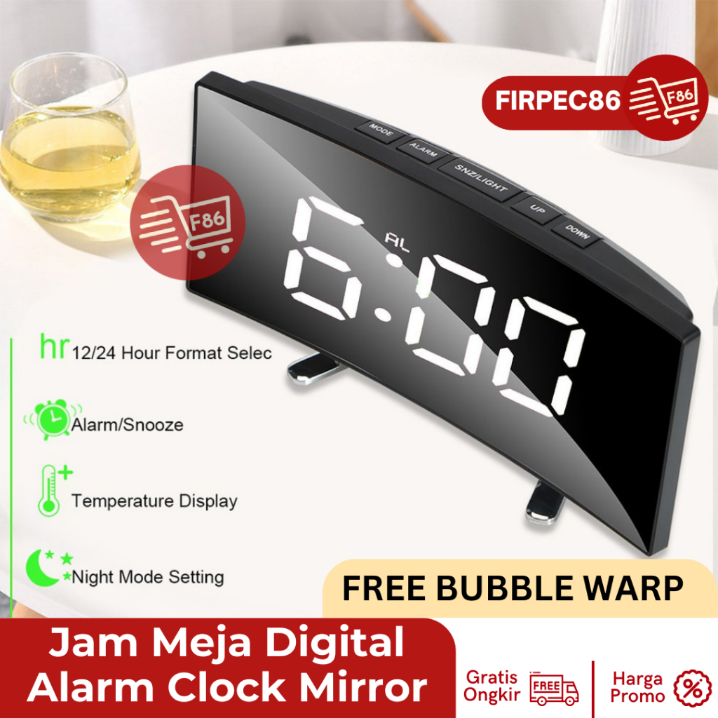 Jual DT-6507 Jam Meja Digital Alarm Clock Mirror - DT6507 Jam Meja Desain Cermin Jam Layar ...