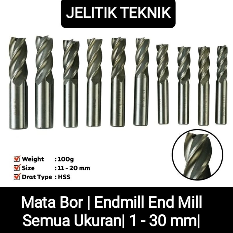Jual Mata Bor | Endmill End Mill HSS | ALL SIZE| Semua Ukuran| 1 - 30 ...