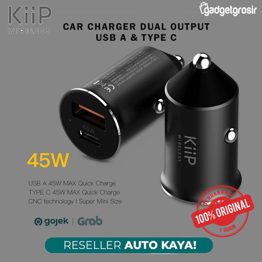 Jual Car Charger KiiP Wireless C8 45W / C15 60W Charger Colokan Mobil ...