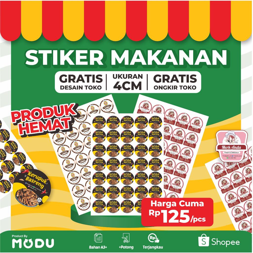 Jual STIKER MAKANAN HEMAT CUSTOM UKURAN 4CM LEBIH MURAH COCOK UNTUK ...