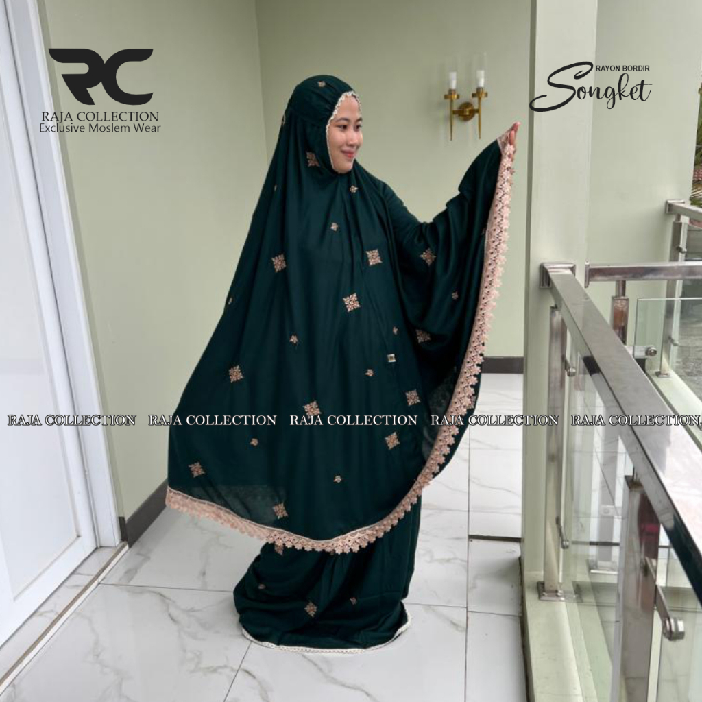 Jual Raja Collection459 - Mukena Dewasa Jumbo Rayon Bordir Songket ...