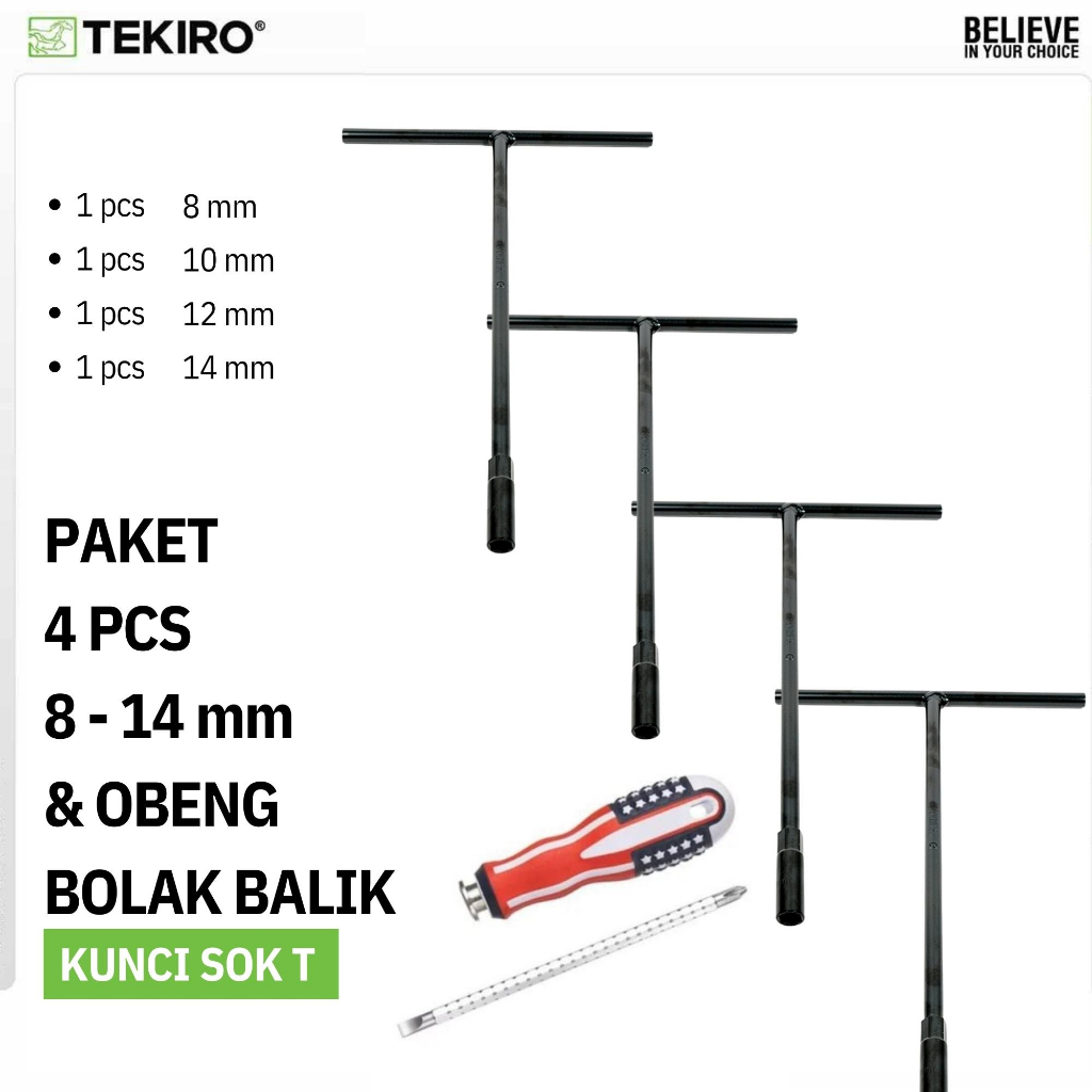 Jual Kunci T Set 8 Tekiro Paket Bengkel 1 10 12 14 Lengkap 17 19 Ori ...