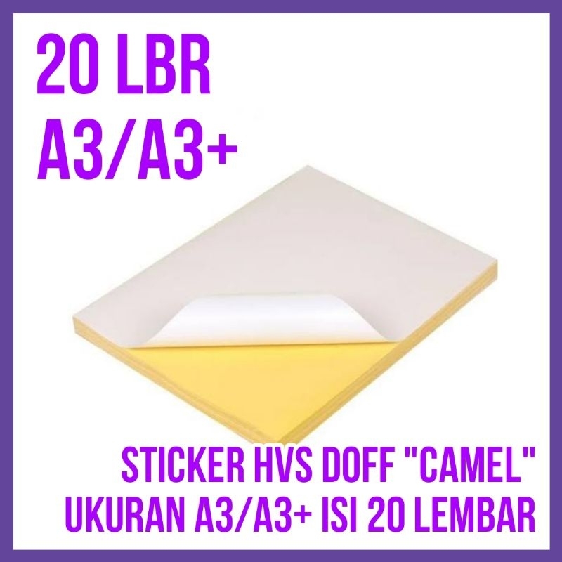 Jual [20 LEMBAR] Kertas Sticker HVS Doff CAMEL ukuran A3/A3+ | isi 20 ...
