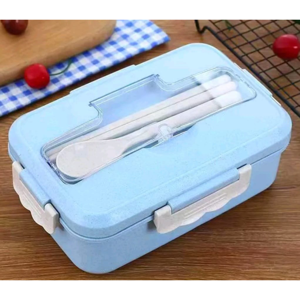 Jual Lunch Box Set / Kotak Makan Wheat Straw Jerami Gandum 1000ml / Kotak Bekal BPA Free ...