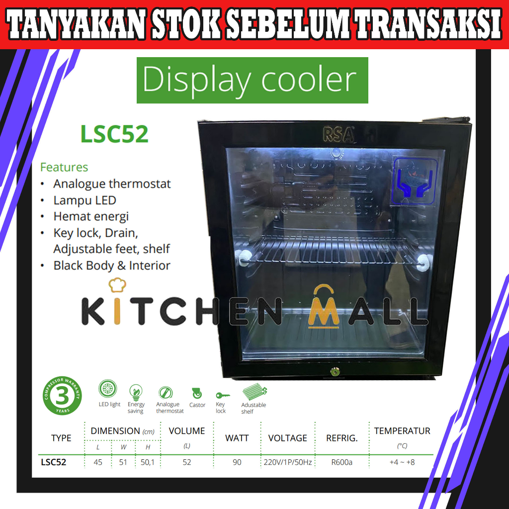 Jual RSA LSC52 LSC-52 Mini Showcase Display Cooler Kulkas Kaca ...