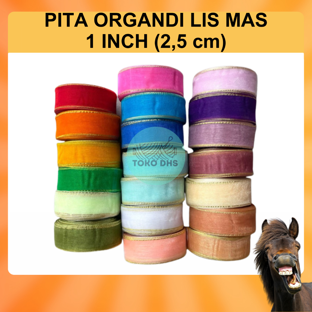 Jual Pita Organdi List Emas 1 inch (2,5 cm) | Shopee Indonesia