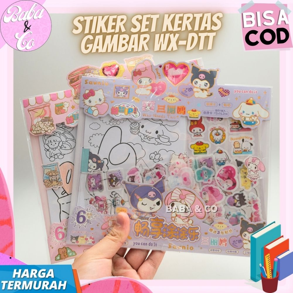 Jual PAKET STIKER PLUS KERTAS GAMBAR WX-DTT STICKER MURAH LUCU UNIK COD STIKER KERTAS MEWARNAI ...