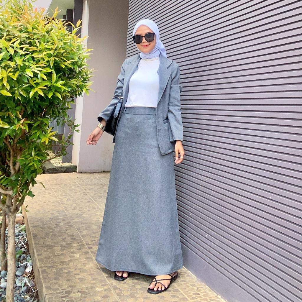 Jual Rok Kerja Panjang Hitam Rok A Line Bahan Formal Rok Kantor Wanita ...