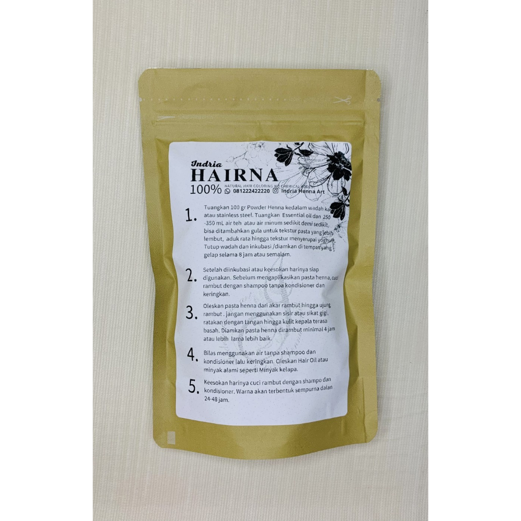Jual Indria Hair Henna 100 gr pewarna rambut alami organik uban ...