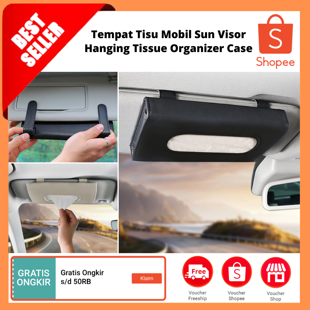 Jual Tempat Tisu Mobil Sun Visor Hanging Tissue Organizer Case / Kotak ...