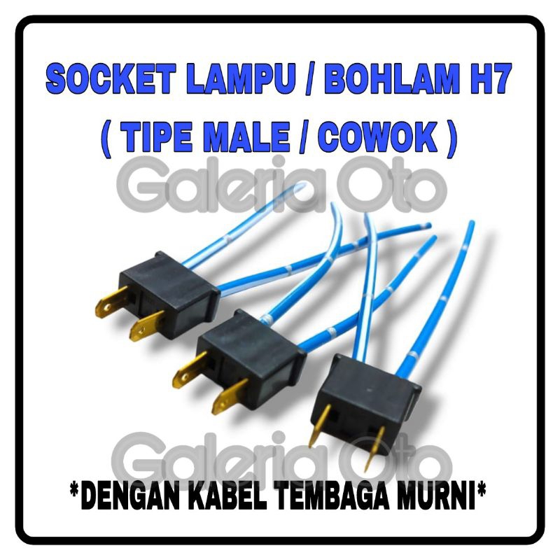 Jual Socket / Soket Bohlam Lampu H7 Tipe MALE ( COWOK ) - Kabel Tembaga ...