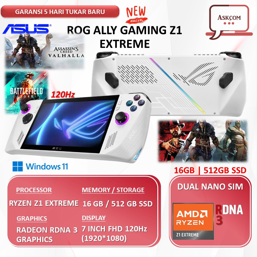Jual Asus ROG Ally Z1 Gaming Console EXTREME Z1 16GB 512SSD 7"Inch FHD ...