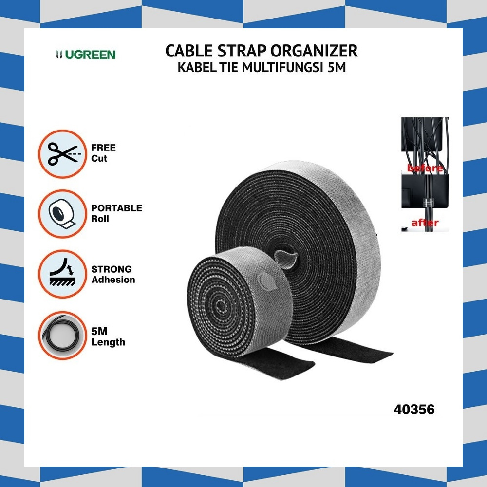 Jual UGREEN Tali Pengikat Kabel Velcro Strap 5 Meter Black 40356 ...
