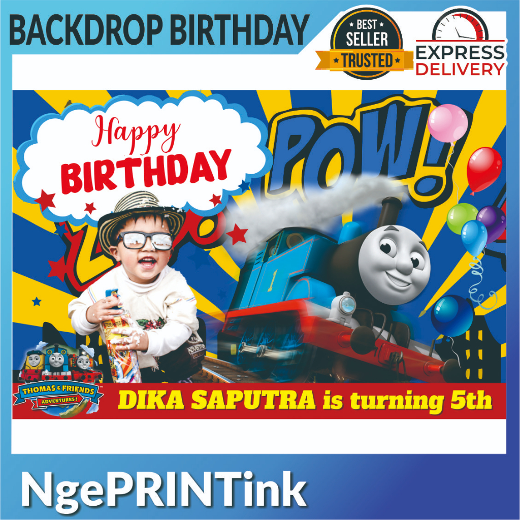 Jual THOMAS THEME Birthday | Banner | Backround | Spanduk | Backdrop ...